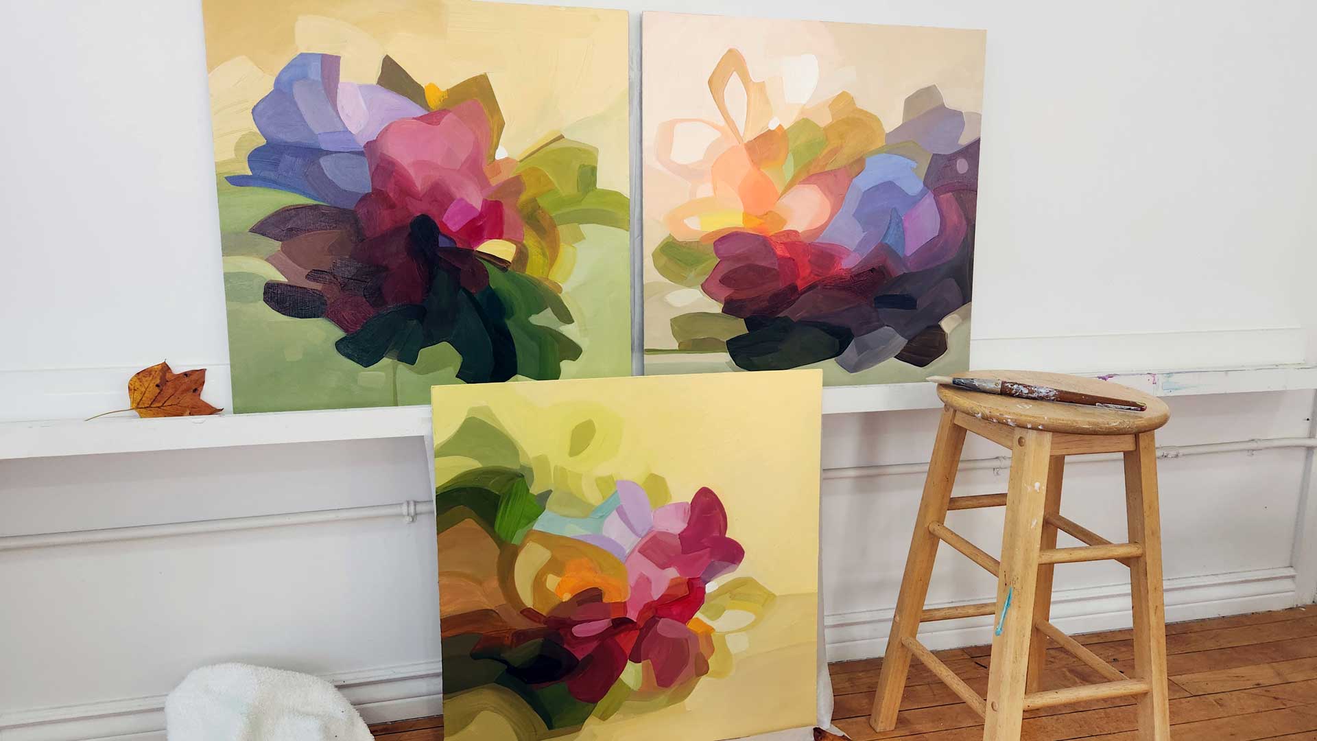 'Somersault' colourful abstract paintings | Susannah Bleasby
