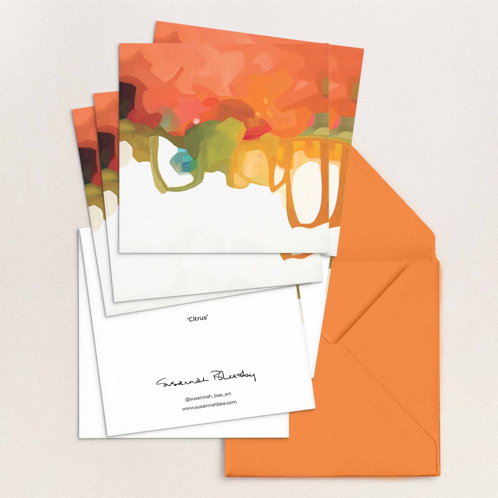 Orange abstract art card | Susannah Bleasby