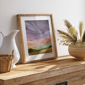 Purple autumn sky painting print | Susannah Bleasby Art