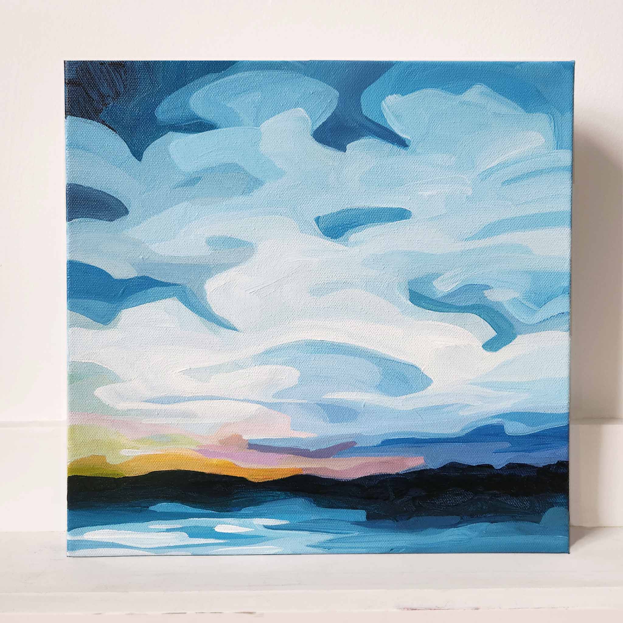 Small blue hour lake painting | Susannah Bleasby