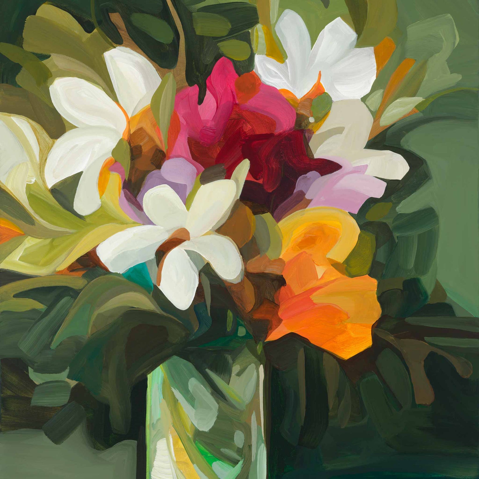 'Tallula' vibrant floral wall art | Susannah Bleasby